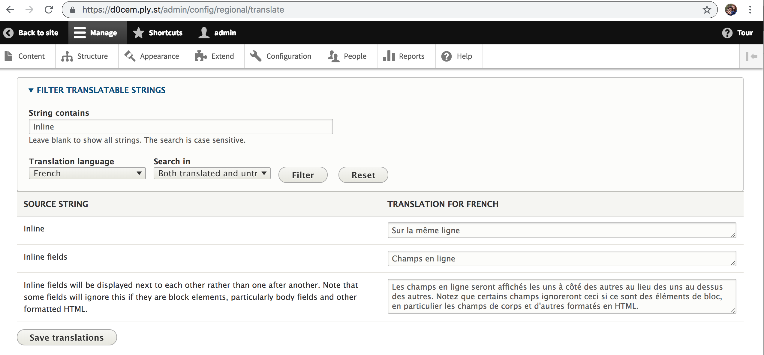 If you translate the literal "inline blocks" to another language in the layout builder, it stops ...